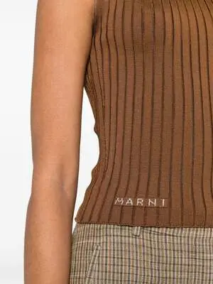 Marni High-neck Ribbed Sleeveless Cropped Top