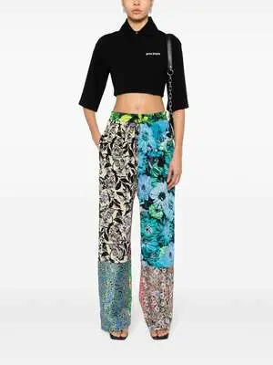 Palm Angels Logo Cropped Polo Top - Black