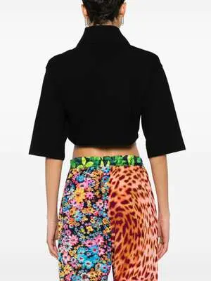 Palm Angels Logo Cropped Polo Top - Black