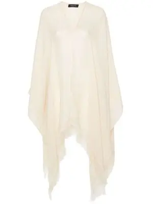 Fabiana Filippi Open-front Fringed Cape - Neutrals