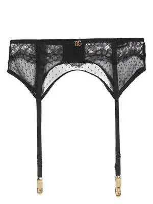 Dolce & Gabbana Dg-lettering Lace Suspender Belt - Black