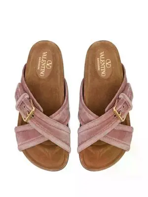 Valentino Garavani 30mm Fussfriend Velvet Sandals - Pink