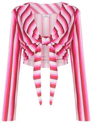AMIR SLAMA Stripe-print Crop Top - Pink