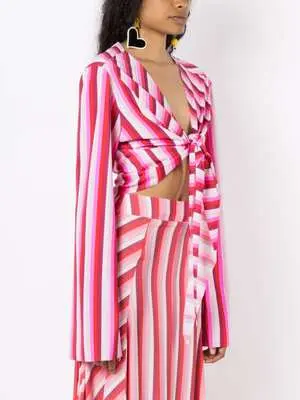 AMIR SLAMA Stripe-print Crop Top