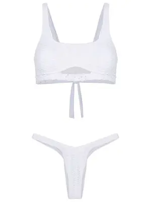 AMIR SLAMA Woven-design Cut-out Bikini - White