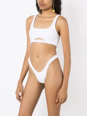 AMIR SLAMA Woven-design Cut-out Bikini