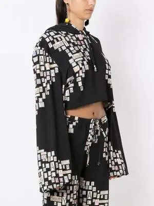 AMIR SLAMA Text-print Cropped Hoodie
