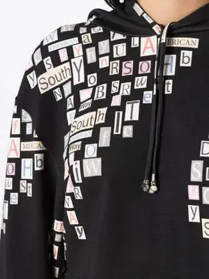 AMIR SLAMA Text-print Cropped Hoodie