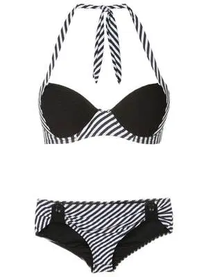 AMIR SLAMA Striped Bikini Set - Black