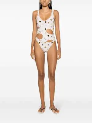 AMIR SLAMA Graphic-print Cut-out One-piece Swimsuit
