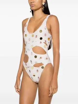 AMIR SLAMA Graphic-print Cut-out One-piece Swimsuit