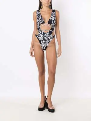 AMIR SLAMA Text-print Swimsuit