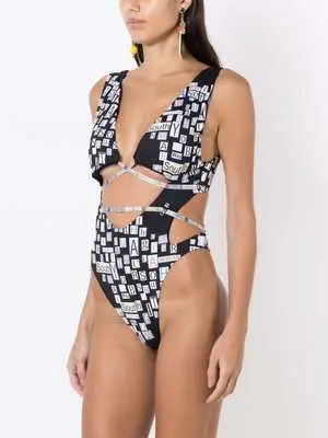AMIR SLAMA Text-print Swimsuit