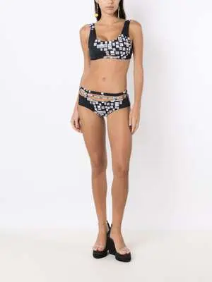 AMIR SLAMA Text-print Strappy Bikini