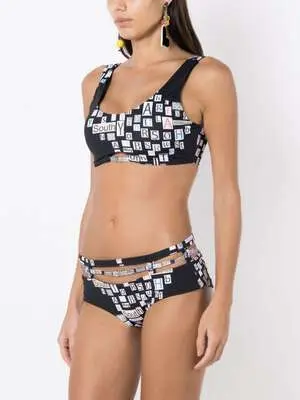 AMIR SLAMA Text-print Strappy Bikini