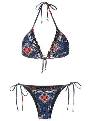 AMIR SLAMA Embroidered Bikini Set - Blue