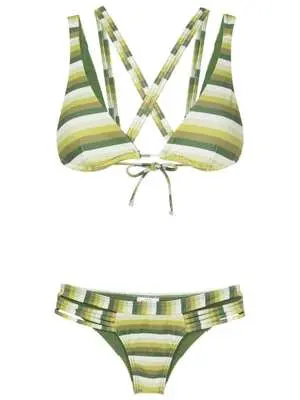 AMIR SLAMA Striped Strappy Bikini - Green