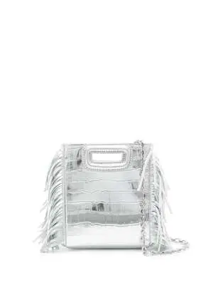 Maje Crocodile-embossed Mini Tote Bag - Silver