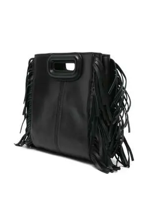 Maje Mini Tote Bag With Fringe Detail - Black