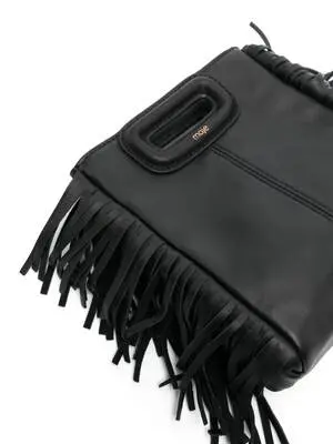 Maje Mini Tote Bag With Fringe Detail - Black