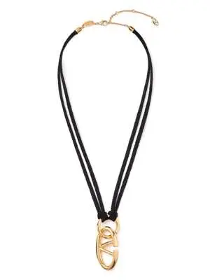 Valentino Garavani Vlogo Rope Necklace - Black