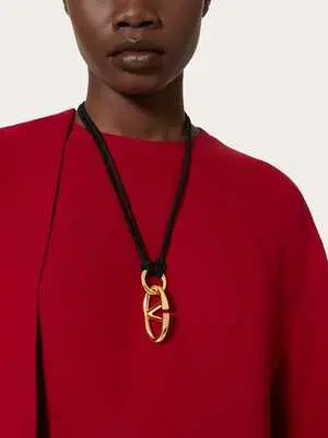 Valentino Garavani Vlogo Rope Necklace - Black