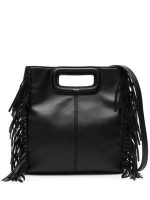 Maje Leather Fringe Tote Bag - Black