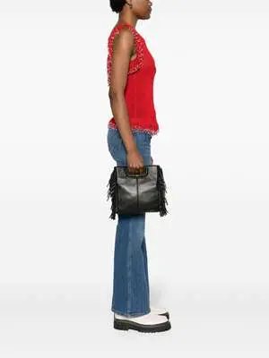 Maje Leather Fringe Tote Bag - Black