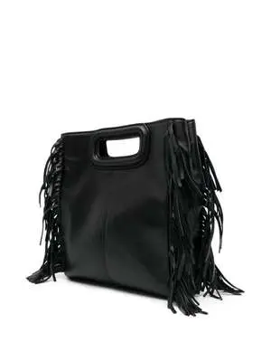 Maje Leather Fringe Tote Bag - Black