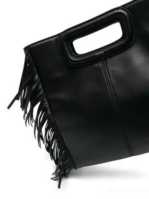 Maje Leather Fringe Tote Bag - Black