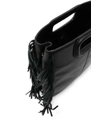 Maje Leather Fringe Tote Bag - Black