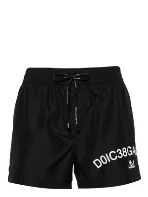 Dolce & Gabbana Logo-print Drawstring Swim Shorts - Black