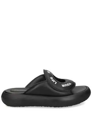 VIC MATIE Slogan-print Leather Slides