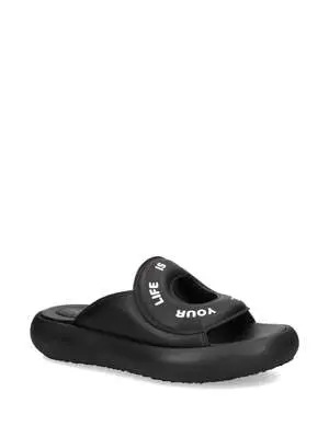 VIC MATIE Slogan-print Leather Slides