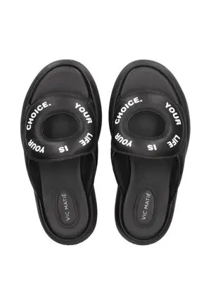 VIC MATIE Slogan-print Leather Slides