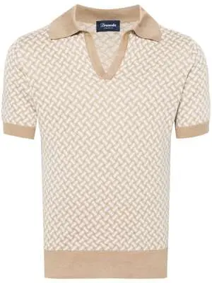 DRUMOHR Intarsia-knit Polo Jumper - Neutrals
