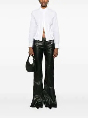 MARINE SERRE Cotton Poplin Corset Shirt With Lace Trim - White