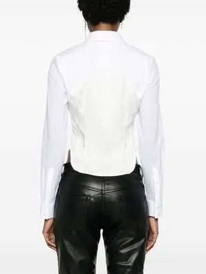 MARINE SERRE Cotton Poplin Corset Shirt With Lace Trim - White