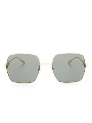 Gucci Logo-lettering Square-frame Sunglasses - Gold