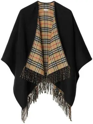 Burberry Check Wool Reversible Cape - Black