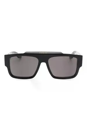 Gucci Logo-engraved Square Frame Sunglasses - Black