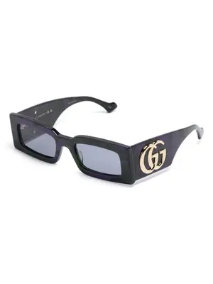 Gucci Logo-plaque Rectangle Sunglasses - Purple