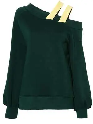 IOANA CIOLACU Sonia Off-shoulder Sweatshirt - Green