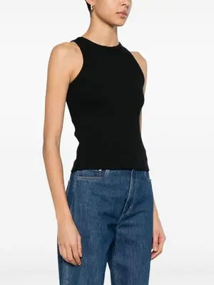 Sandro Logo-embroidered Ribbed Tank Top - Black