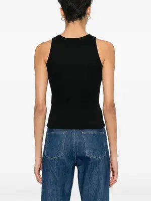 Sandro Logo-embroidered Ribbed Tank Top - Black