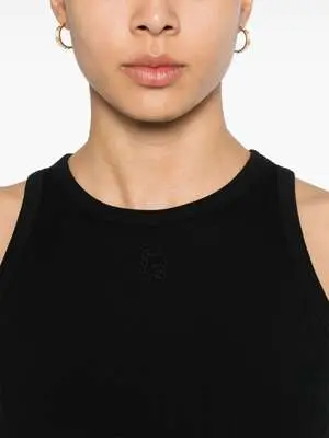 Sandro Logo-embroidered Ribbed Tank Top - Black