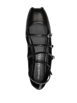 Alexander McQueen Buckled-straps Leather Ballerinas