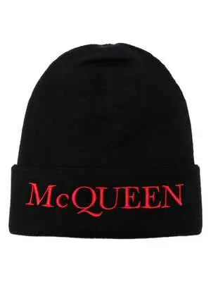 Alexander McQueen Logo-embroidered Cashmere Beanie - Black
