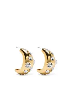 Blumarine Crystal Embellished Hoop Earrings - Gold