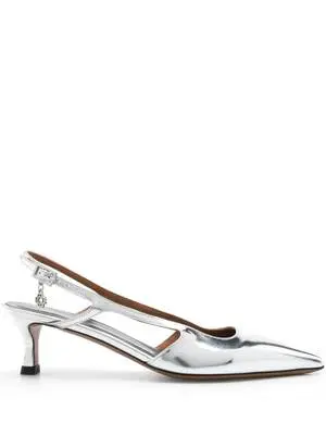 Maje 55mm Metallic Slingback Pumps - Silver